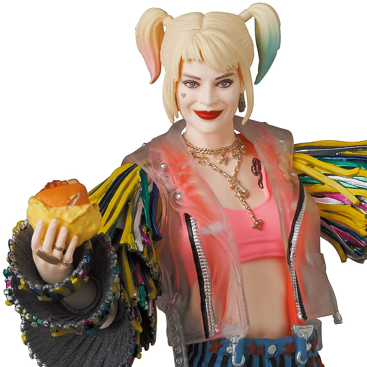 Medicom Birds of Prey: Harley Quinn (Caution Tape Jacket Version) Mafex Action Figure, Multicolor