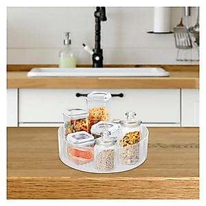 KRAZI Turntable Storage Box Spice Rack Organizer for Cabinet Fully Rotating Multi-Function Organizer Kitchen Bathroom Pantry Fridge