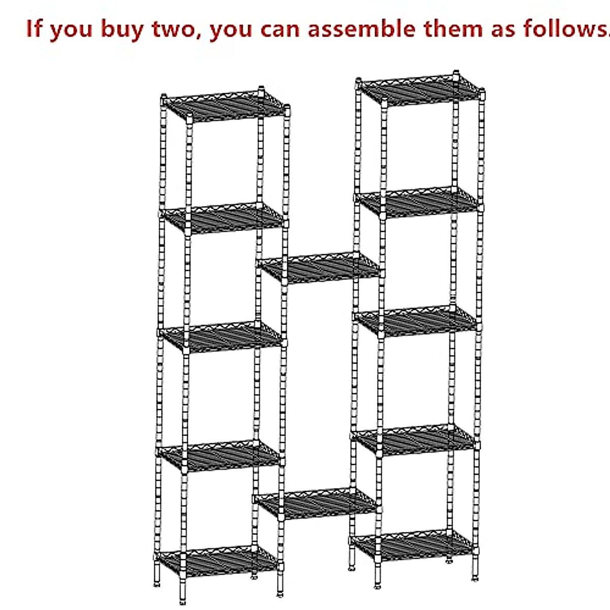 REGILLER 6 Wire Shelving Steel Storage Rack Adjustable Unit Shelves for Laundry Bathroom Kitchen Pantry Closet (Black, 16.8L x 11.7W x 63H)