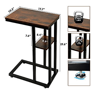 HXXUYY C Shaped End Table Side Table for Small Spaces Narrow Bedside Tables Night Stand Corner Sofa Table Couch Desk for Livingroom/Bedroom/Bathroom/Chai