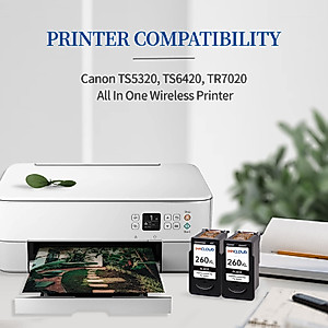 INKCLOUD Remanufactured 260XL High-Yield Black Ink Cartridge Replacement for Canon 260XL PG-260 XL for PIXMA TS5320 TS6420 TR7020 TR7020a TS6420a All in One Wireless Printer (400 Pages, 2-Pack)
