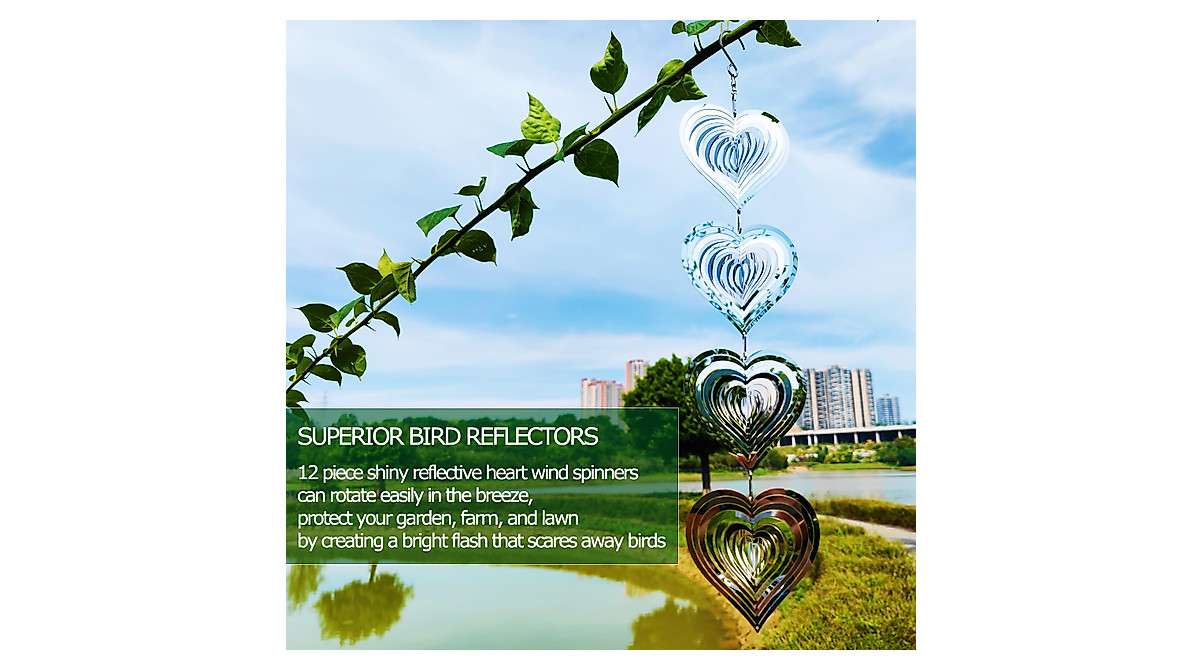 DJUAN Heart Bird Scare Discs - Reflective Garden Decor