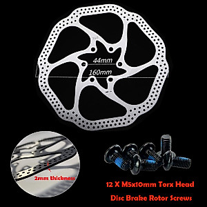 Farbetter Bike Disc Brake Kit, Including Front and Rear Caliper, 160mm Rotor, Mechanic Tool-Free Pad Adjuster for Mountain Bike, Road Bike, Fixed Gear Bike, MTB, BMX (Red)