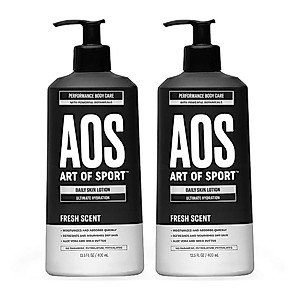 Art of Sport Daily Skin Lotion, Body Lotion for Dry Skin, Daily Moisturizer Repairs with Shea Butter, Aloe Vera, Vitamin B and E, Non-Greasy Feel, Fresh Scent 13.5 oz (Pack of 2)