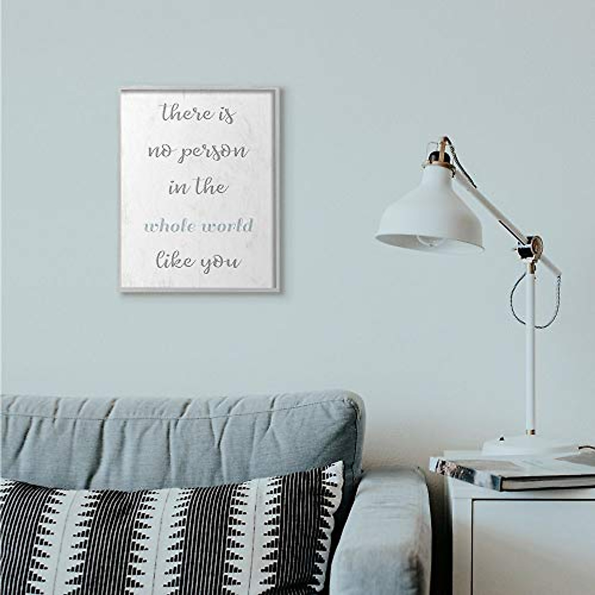 Stupell Industries No Person Like You Family Home Blue Inspirational Word, Design by Artist Daphne Polselli Wall Art, 16 x 20, Grey Framed