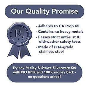 Radley & Stowe 60-Piece Flatware Durable Stainless Steel Silverware + 5-Piece Serving Set Bundle (Service for 12)