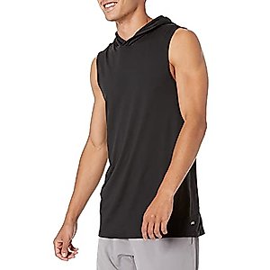 Amazon Essentials Men's Tech Stretch Sleeveless Hoodie, Black, Small