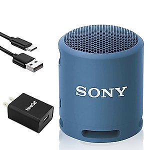 Sony Bluetooth Speaker, Portable Speakers Bluetooth Wireless, Extra BASS IP67 Waterproof & Durable for Outdoor, Compact Mini Travel Speaker Small, 16 Hour Battery, USB Type-C, Blue + USB Adapter