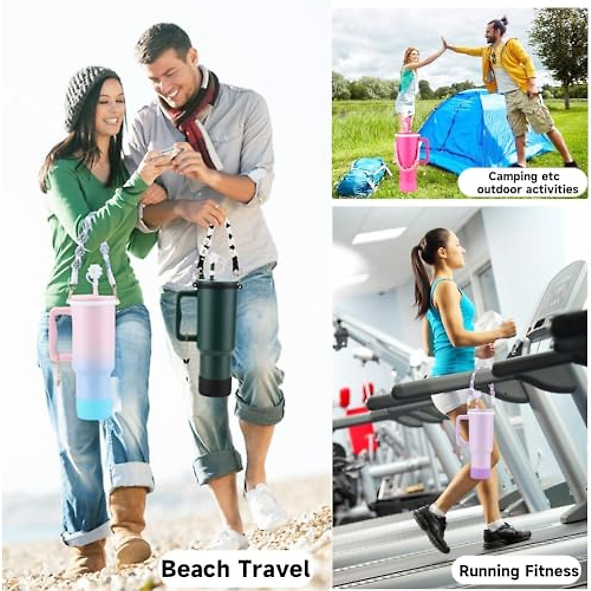 Sanilinwild 40 oz Tumbler with Handle Straw and Accessories, Drop & Abrasion Resistant, Vacuum Double-Layer Insulation, Ideal for Camping, Fitness, Outdoor Use