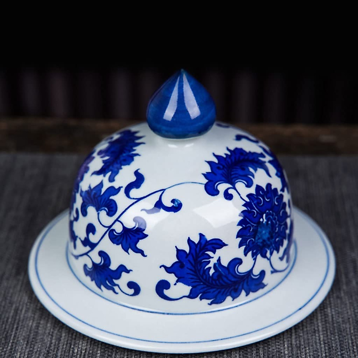 Chinese Blue &White Ginger Jar with Lid, Handmade Decorative Ceramic Temple Jar with Pattern, Storage Jar for Home Decoration Countertop Ornaments