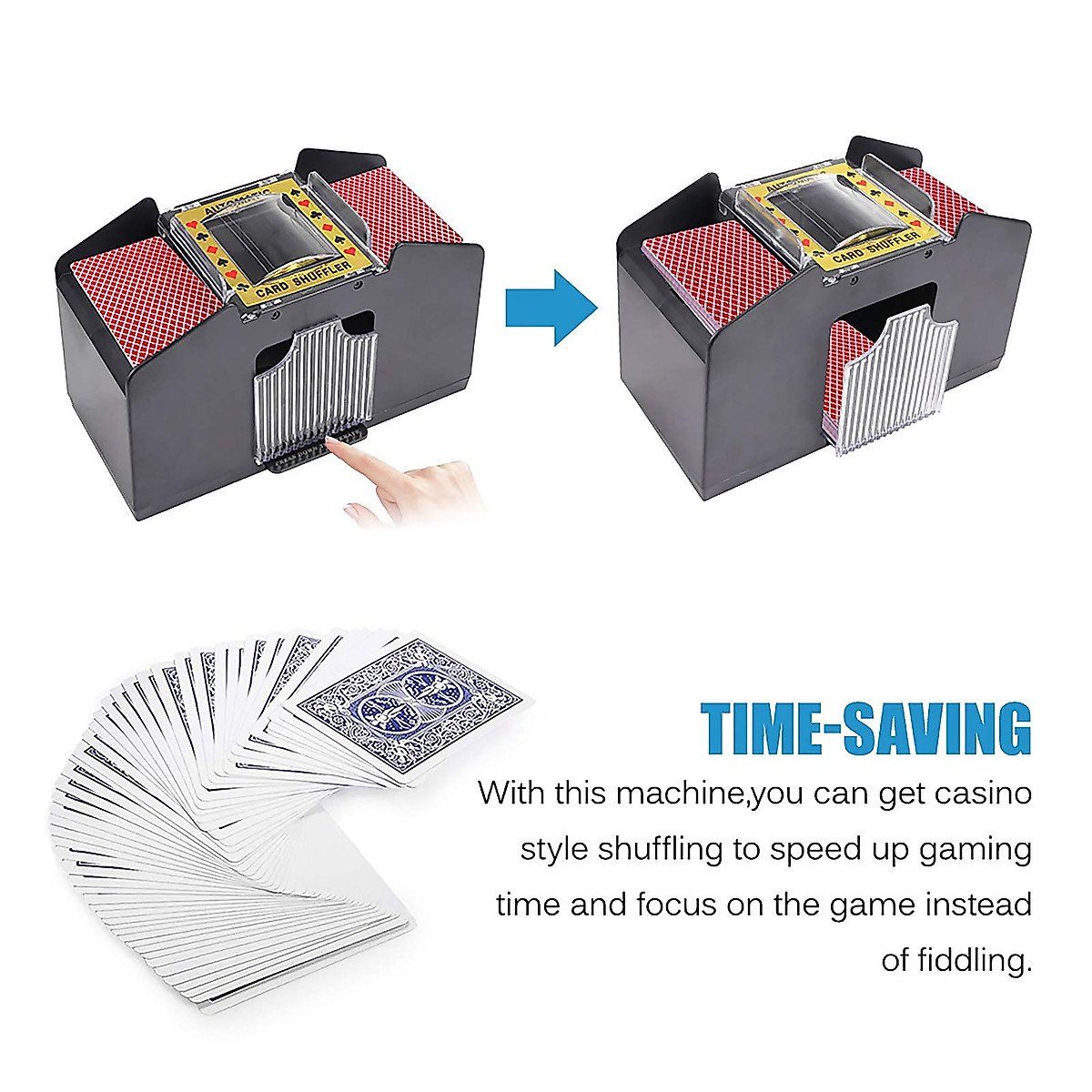 S SUNSBELL Automatic Card Shuffler for Five Crowns Card Game, Battery Operated Poker Shuffling Machine, Poker Card Shuffler, Card Shuffler 4 Deck Automatic for Poker, Blackjack