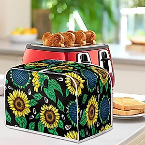 chaqlin Sunflower Print Toaster Cover 2 Slice Stain Resistant Bread Oven Cover Asethetic Toaster Dust Protection Accessories