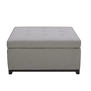 Amazon Brand – Stone & Beam Tufted Square Lift-Top Storage Ottoman, 35.8''W, Light Grey