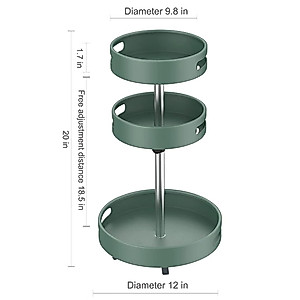 BULTIWEUD 3 Tier Lazy Susan Turntable Spice Rack Organizer Food Storage Container for Kitchen Cabinet, Spinning Organizer for Spices,Condiments,Green