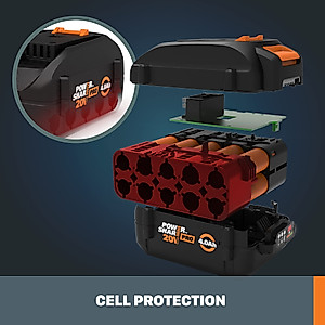 WORX WA3012 20V Power Share PRO 4.0Ah Lithium-Ion High-Capacity Battery, Black and Orange