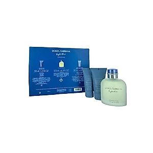 Dolce & Gabbana Light Blue for Men 3 Piece Set (4.2 Ounce Eau de Toilette Spray + 1.6 Ounce Shower Gel + 1.6 After Shave Balm)