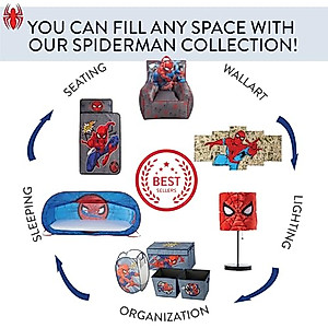 Idea Nuova Marvel Spiderman Super Soft Toddler Quilted Nap Mat with Built in Pillow, 26"x46", Multicolor
