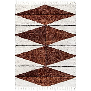 nuLOOM Kali Shaggy Diamond Tassel Area Rug, 8x10, Rust