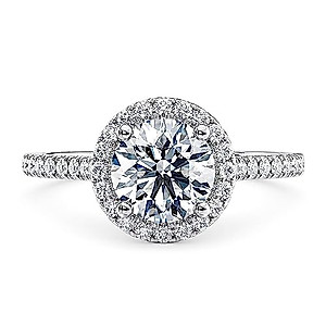 JustGift 925 Sterling Silver Cubic Zirconia Engagement Ring Promise Ring For Birthday Thanksgiving Anniversary Christmas Gift Sparkling ideal gift Women Size 3-12 (Halo Ring 2 ct, Size 6)