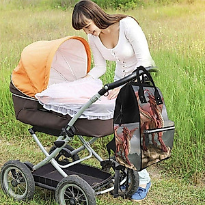 QIANKUI Red Fantasy Dragon Diaper Bags Mummy Backpacks Waterproof Travel Baby Bags Multi-Function Nappy Bags Organizer