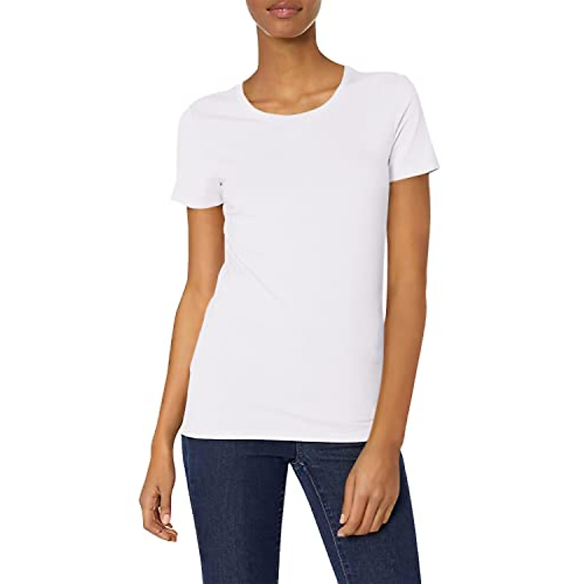 Amazon Essentials Women's Classic-Fit Short-Sleeve Crewneck T-Shirt, Pack of 2, White, Small