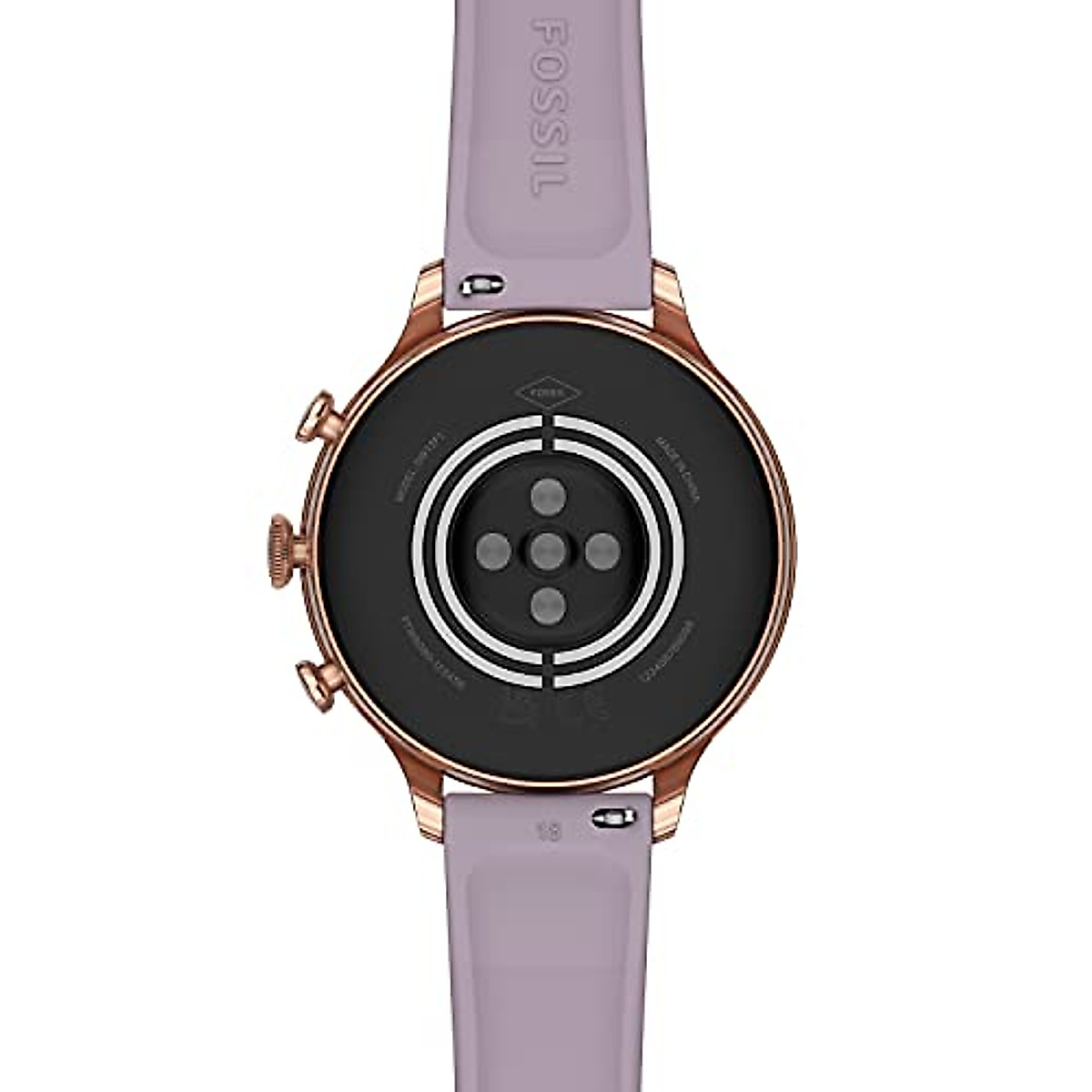 Fossil Unisex Gen 6 42mm Stainless Steel and Silicone Touchscreen Smart Watch,Fitness Tracker, Color: Rose Gold, Purple (Model: FTW6080V)