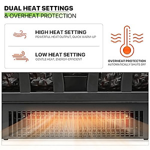 Magshion 20-Inch 1500W Electric Faux Log Fireplace Insert Heater with Fan and Remote Control