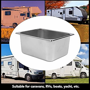 304 Stainless Steel Bar Sink, Single Bowl Hand Wash Basin, RV Sink, 11L Capacity, 40mm Drain Outlet, Embedded Installation, Suitable for RV, Camping Vehicle, Yacht, Boat, Kitchen