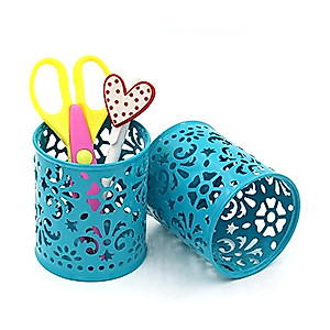 EasyPAG 2 Pack Pen Holder Desk Pencil Cup Marker Holder Makeup Brush Holders Desk Accessories & Workspace Organizers for Home, School & Office, Dark Teal