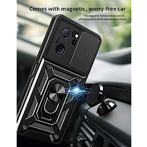Kainevy for Xiaomi 13T Pro Case Heavy Duty with Camera Protective Cover Xiaomi 13T Pro Case Shockproof with Ring Magnetic Stand Black Aesthetic Cool for Men Boys Durable Case (Black)