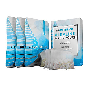 pH On-The-Go Portable Water Filter - Alkaline Pouch Filter for Water Bottles, Jugs, Pitchers, Container - High pH Water Alkalizer for Pure Drinking Water - 98 litres / 26 Gallons (3-Pack)