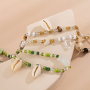 Woeoe African Waist Beads Layered Shell Bead Belly Chain Elastic Plus Size Waist Jewelry Body Accessories for Women