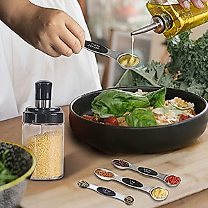 [9 Pack] Magnetic Measuring Spoons Set Dual Sided Measuring Scoop with Leveler Stainless Steel Measuring Spoons Kitchen Utensils Gadgets for Dry or Liquid Food