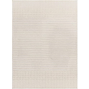 Mark&Day Washable Area Rugs, 8x10 Burkesville Bohemian/Global Ivory Washable Area Rug, Ivory / Black Carpet for Living Room, Bedroom or Kitchen (7'10" x 10'1", Machine Washable )