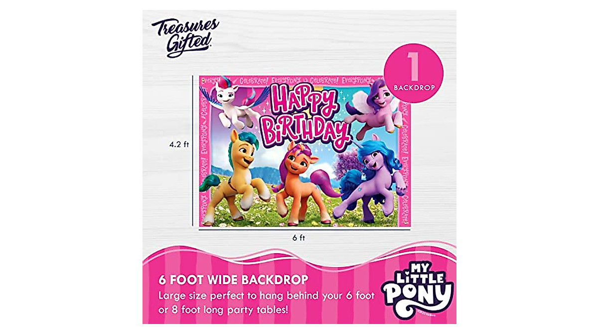 My Little Pony Birthday Backdrop - Reusable 4.25ft x 6ft Party Decor