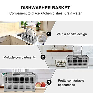 SOLUSTRE Utensil Drain Basket Cutlery Drying Rack Plastic Chopsticks Utensil Sponge Holder Divided Sink Dishwasher Rack Drainer Caddy with Handle for Soap Dishwashing Liquid Drainer