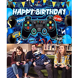 Game Birthday Party Decoration Gaming Happy Birthday Backdrop Photo Background Banner Poster for Game Party Decorations Party Supplies 70.8 x 47.2 Inch