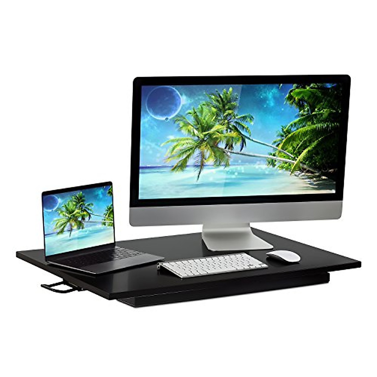 Mount-It! Standing Desk Converter, Height Adjustable Sit Stand Desk, 32x22 Inch Preassembled Stand Up Desk Converter, Ultra Low Profile Design, Black