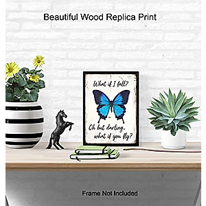 Butterfly Inspirational Quote Wall Art - Rustic Home Decor, Room Decorations for Bedroom, Living Room - Boho Encouragement Gift for Women, Girls, Teens, Best Friend, BFF – Sign Plaque Poster -Unframed