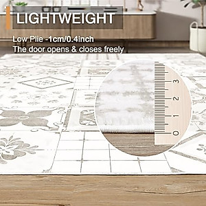 YUNHECHUHAI Natural Collection Area Rug, Thickened with Silicone-Backed Non-Slip Design, Odor-Free, Non-Shedding, Easy to Maintain. Ideal for Living, Dining, Bedroom(Geometry - Gray/White, 4x6ft)