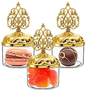 Mezchi 24 Pack Clear Favor Boxes with Gold Dome Lids, Plastic Dome Shaped Wedding Party Favor Candy Box, Decorative Candy Storage Containers for Chocolate, Cakes, Desserts, Snacks, Macaroons…