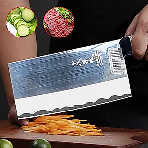 Sunrise Stainless Steel Veggie/Meat/Poultry Cleaver with Black Rubber Handle (6.85" L x 3.5" W)