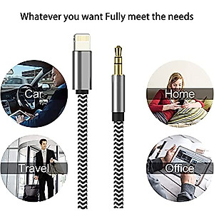 [Apple MFi Certified] iPhone AUX Cord for Car Stereo, 3.3ft Lightning to 3.5mm Audio Cable Compatible with iPhone 13/12/11/XR/XS/X/8/7/6/iPad to Car Home Stereo Speaker Headphone (Nylon Braided)