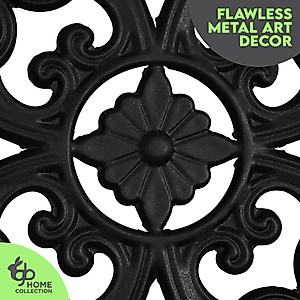 GB Home Metal Wall Décor Living Room Victorian Style Wall Art Décor, Circular Medallion Design, 24 X 24 Inches - Black