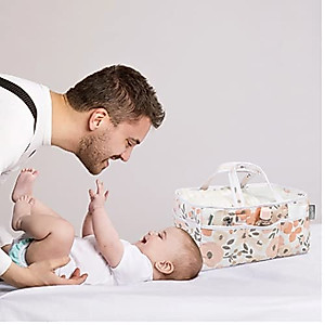 Trend Lab Blush Floral Storage Caddy for Diaper Changing and Organizer for Newborn Essentials, 12 in x 6 in x 8 in (103701)