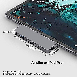 HyperDrive 6-in-1 USB C Hub HDMI 4K 60Hz - PD 60W, Audio Jack, SD/MicroSD, USB-A Compatible w/iPad Pro Air 2020 2019 2018, M1 iPad Pro 2021, Space Gray