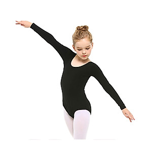 Stelle Girls Long Sleeve Team Basic Leotard Ballet Dance Gymnastics (Toddler/Little Kid/Big kid) (Black,6 Years)