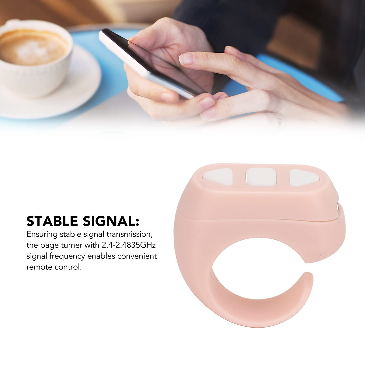 Page Turner, ABS Phone Remote Control Stable Signal 3 Buttons for Watching Shot Video (Pink)
