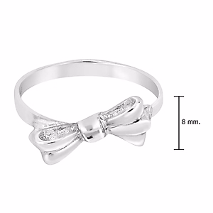 AeraVida Charming Feminine Ribbon Bow Tied .925 Sterling Silver Ring (9)