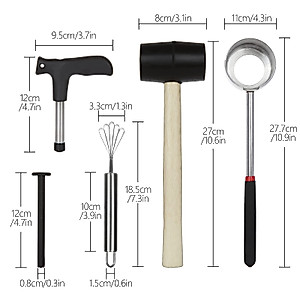 FengWu Coconut Opener Tool Set Food Grade Stainless Steel Coconut Opener Kit for Young Coconut Coco Jack Opener Kit with Stainless Steel Scraper, Coconut Hole Maker Puncher, Rubber Hammer (4pcs)